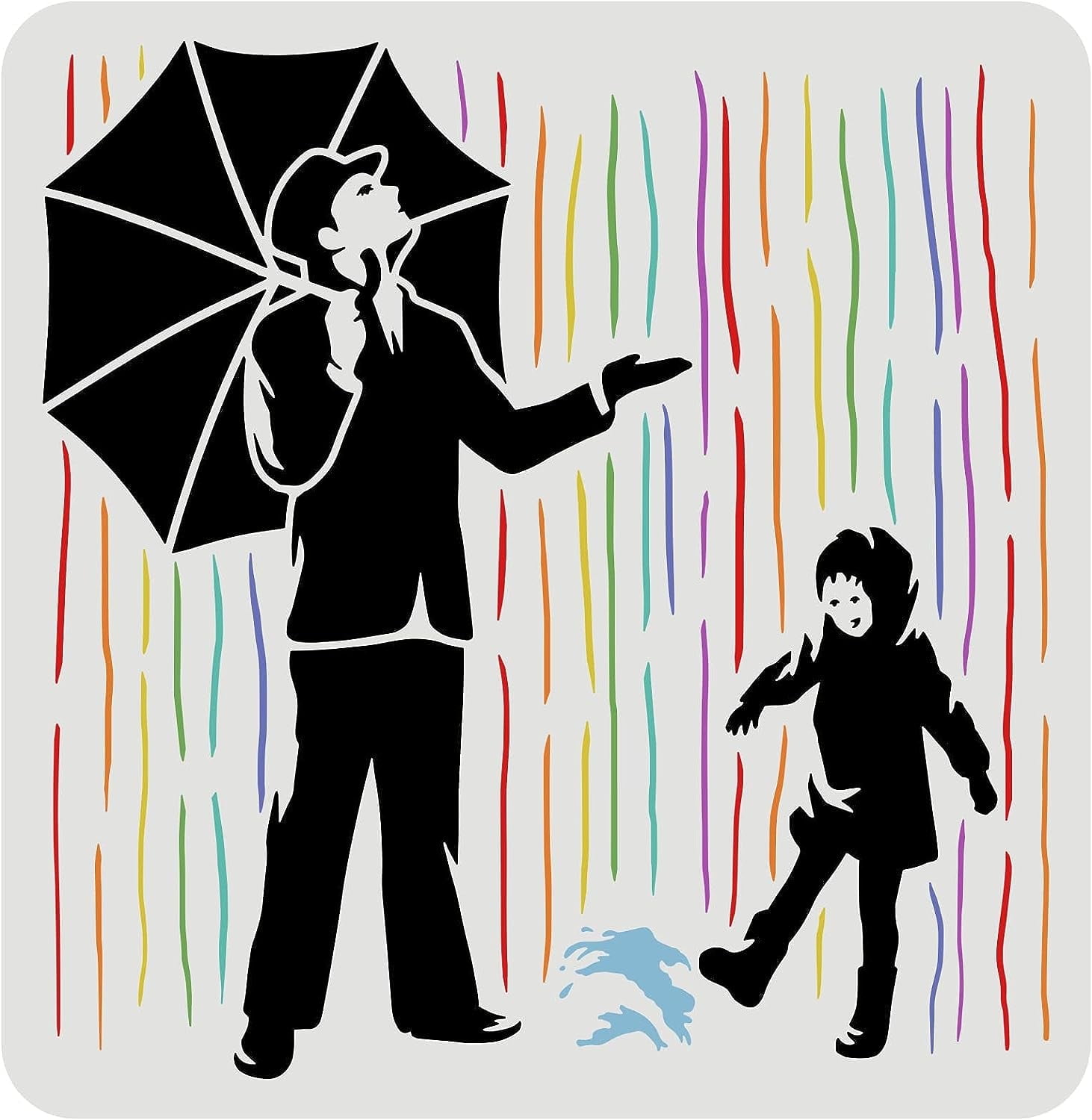1pc Banksy Stencil 11.8x11.8inch Reusable Banksy - Colorful Rain ...