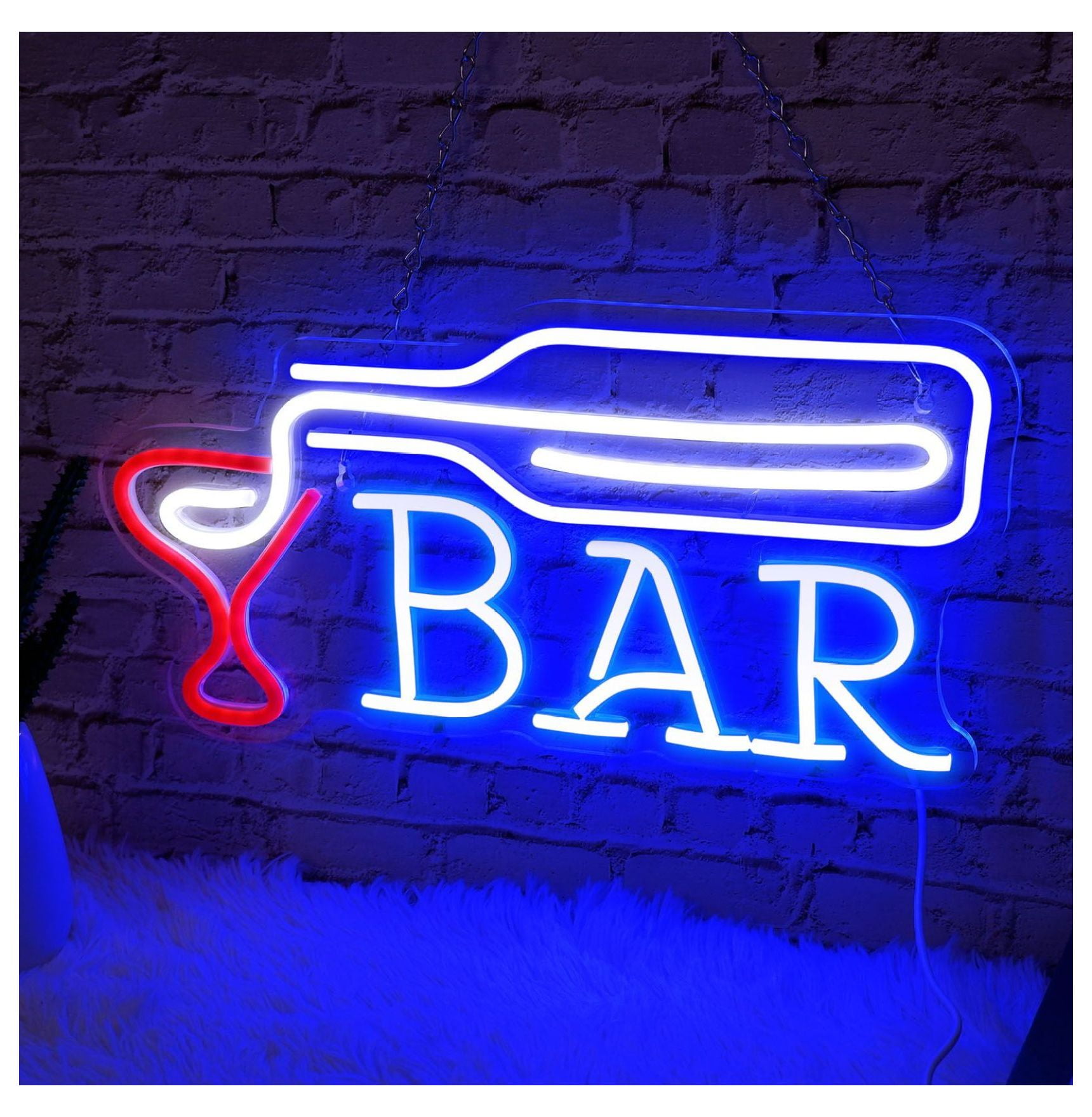 1pc Bar Neon LED Sign,USB-Powered, Multicolor Illuminated Wall Decor ...