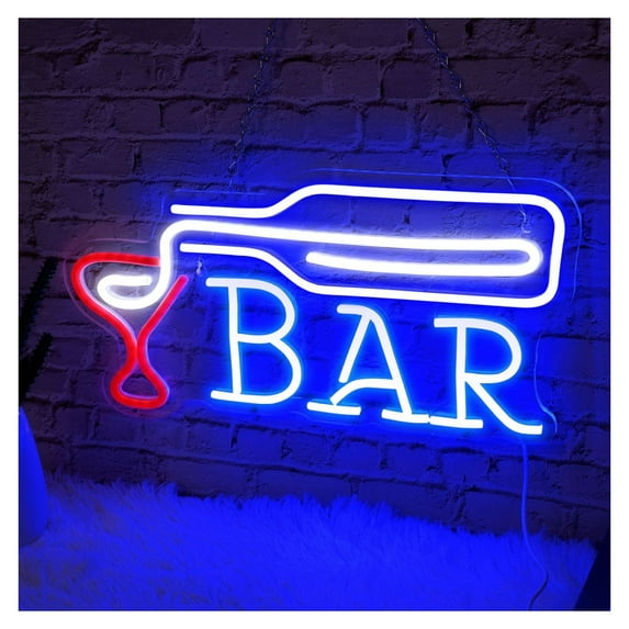 1pc Bar Neon LED Sign,USB-Powered, Multicolor Illuminated Wall Decor ...