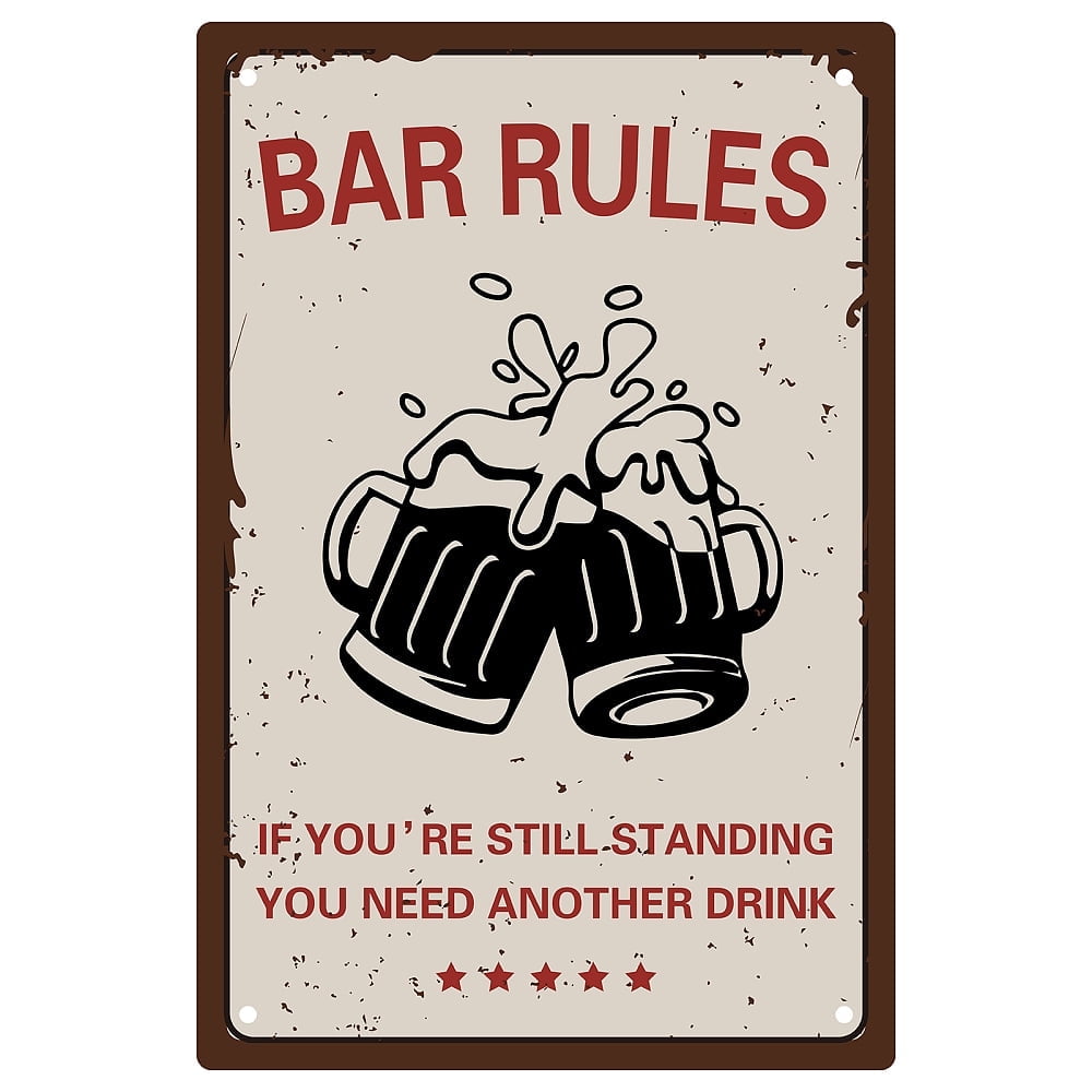 1pc Bar Rules Sign Vintage Tin Signs Funny Metal Tin Sign Wall Art ...