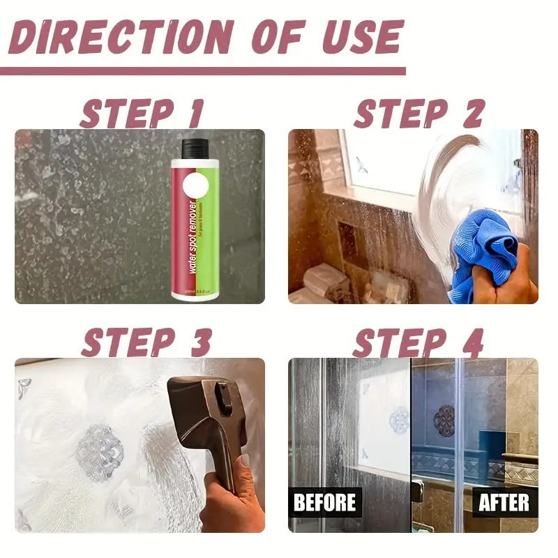 1pc Bathroom Glass Cleaner - Hard Water Spot Remover for Shower Doors Mirrors Tiles & Faucets ...