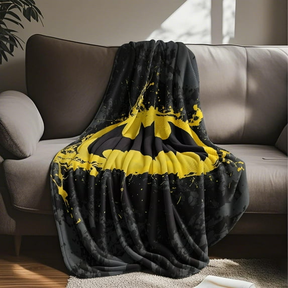 1pc Batman Logo Splatter Art Style Image - Large Blanket, Perfect for ...