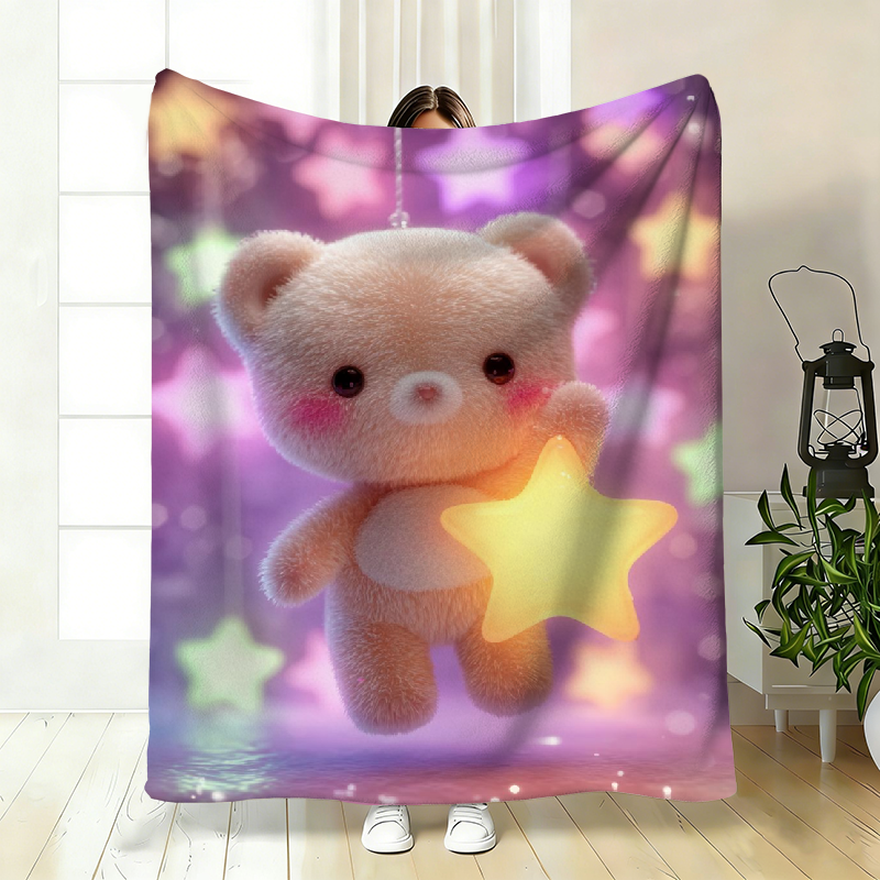 1pc a Bear-Themed Blanket Featuring Stars, Printed in High Definition ...