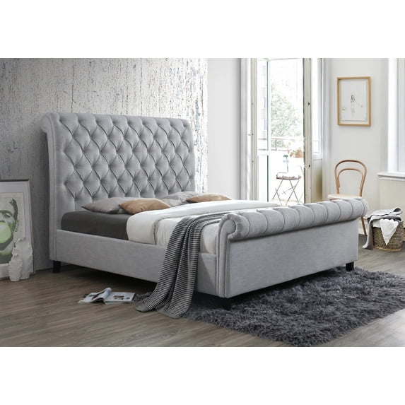 1pc Beautiful King Size Fabric Upholstered Button Tufted Tall Headboard ...
