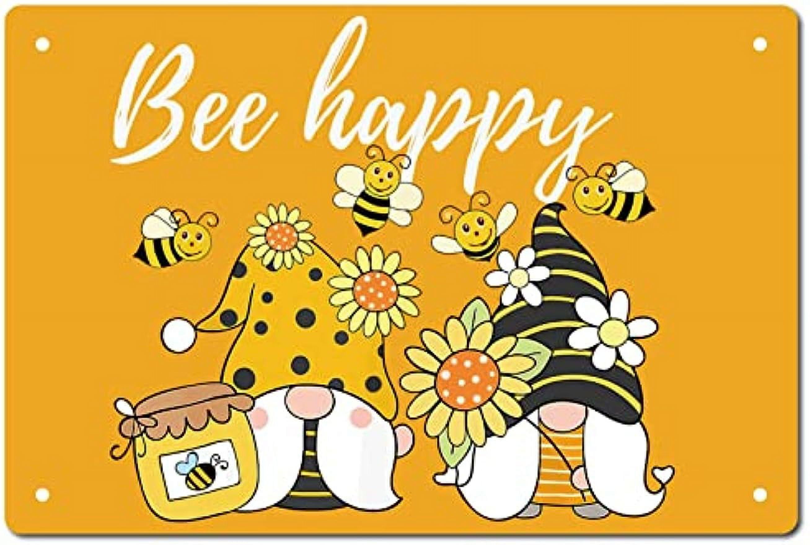 1pc Bee Happy Metal Tin Signs Vintage Iron Painting Retro Dwarfs Tin ...