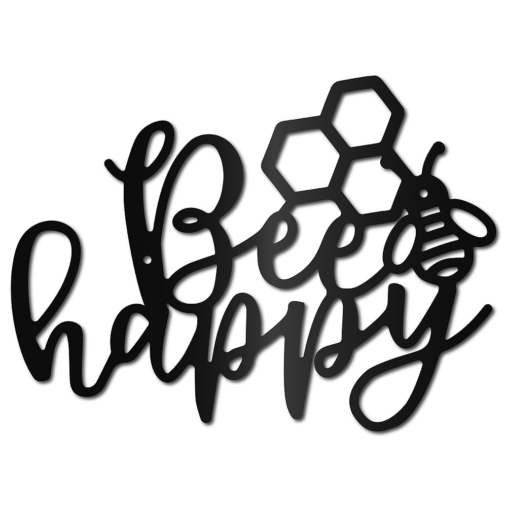 1pc Bee Happy Metal Wall Art Decor Wall Sculpture Hanging Decoration ...
