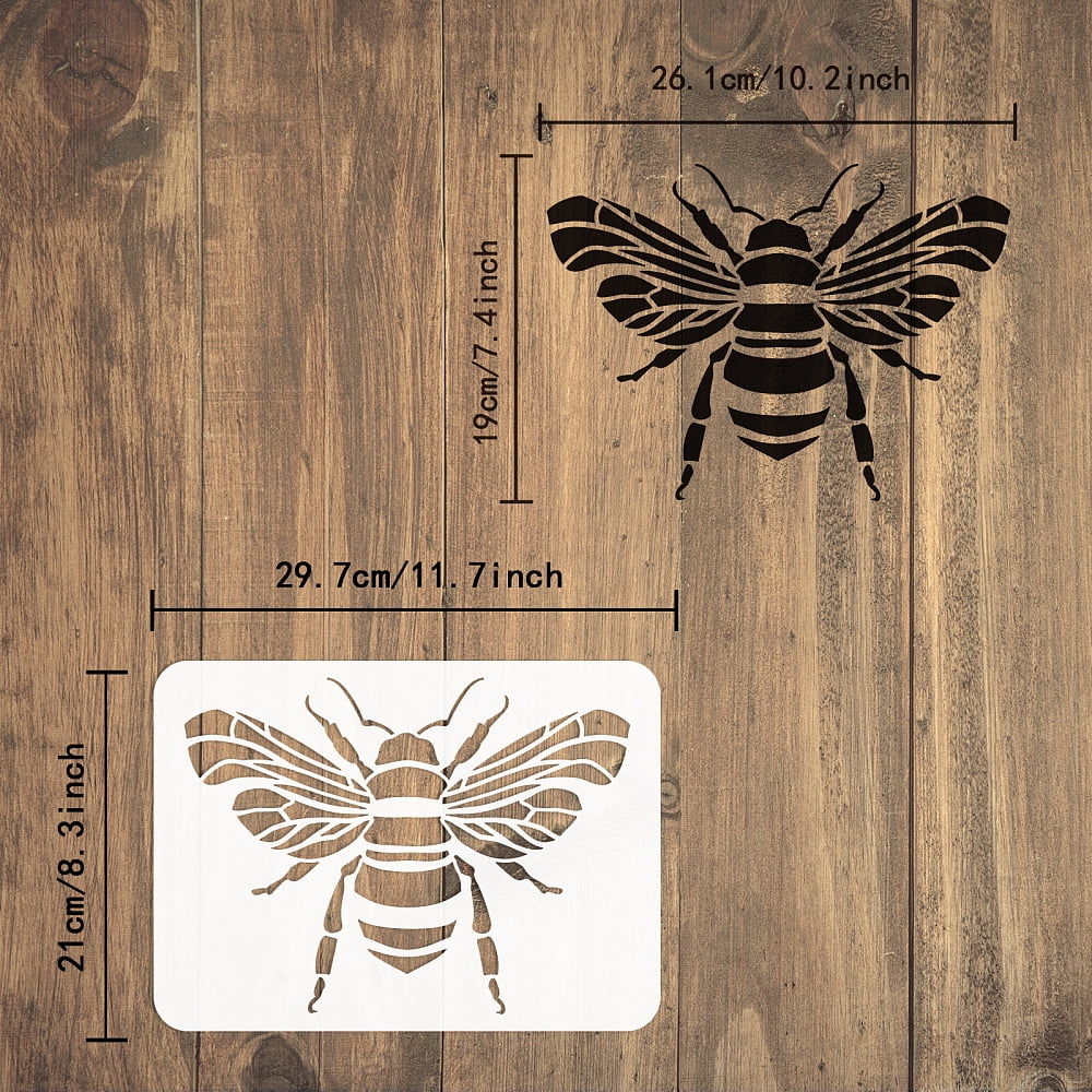 1pc Bee Stencil 8.3x11.7inch Reusable Datura Drawing Stencil Craft Hornet Painting Template ...