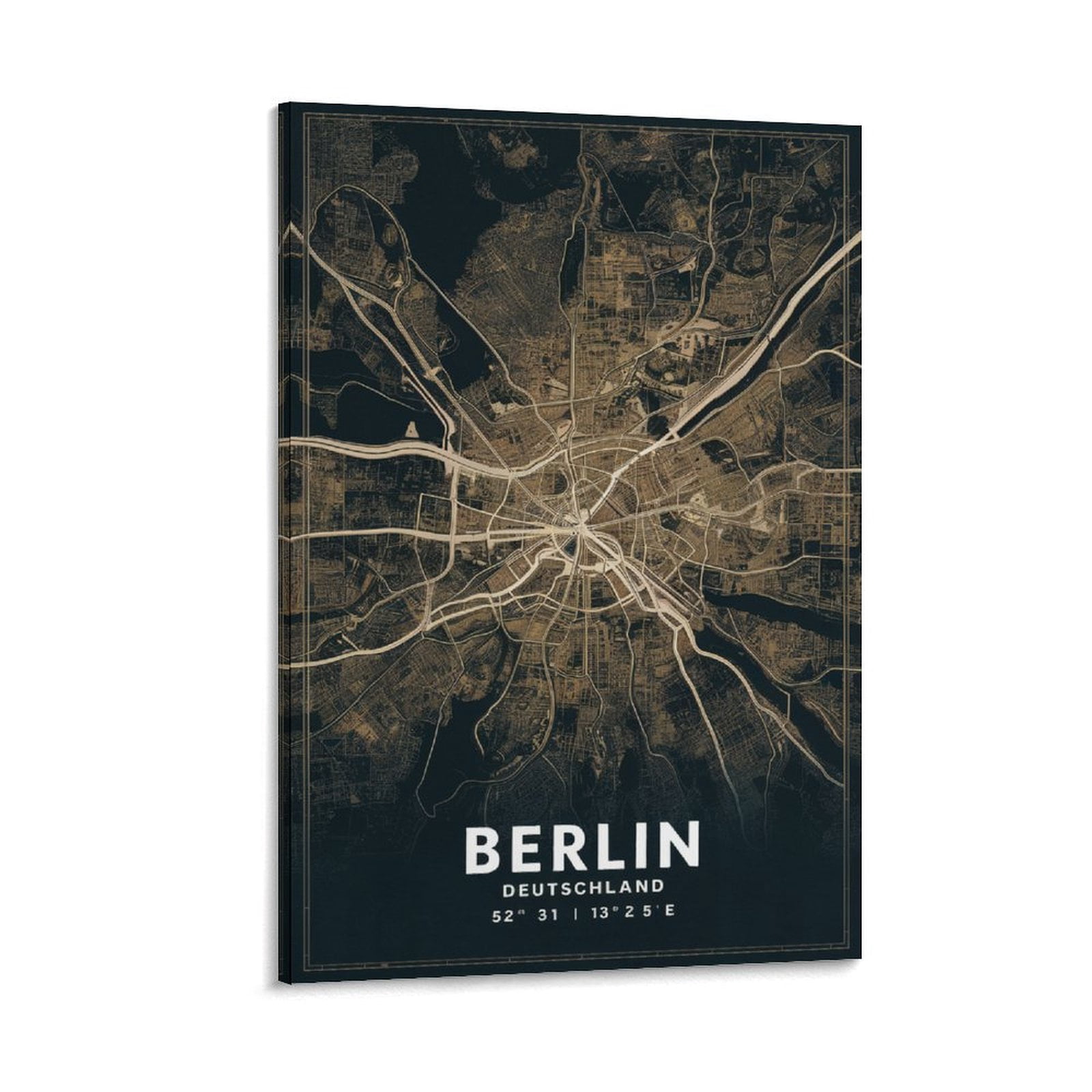 1pc Berlin Retro Map 2 Pictures Print Wall Art With Inspirational ...
