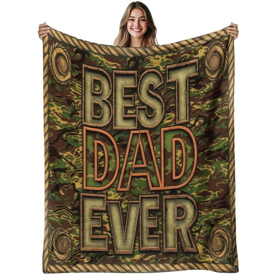 1pc Best Dad Ever Camouflage Print Flannel Blanket - Soft Warm ...