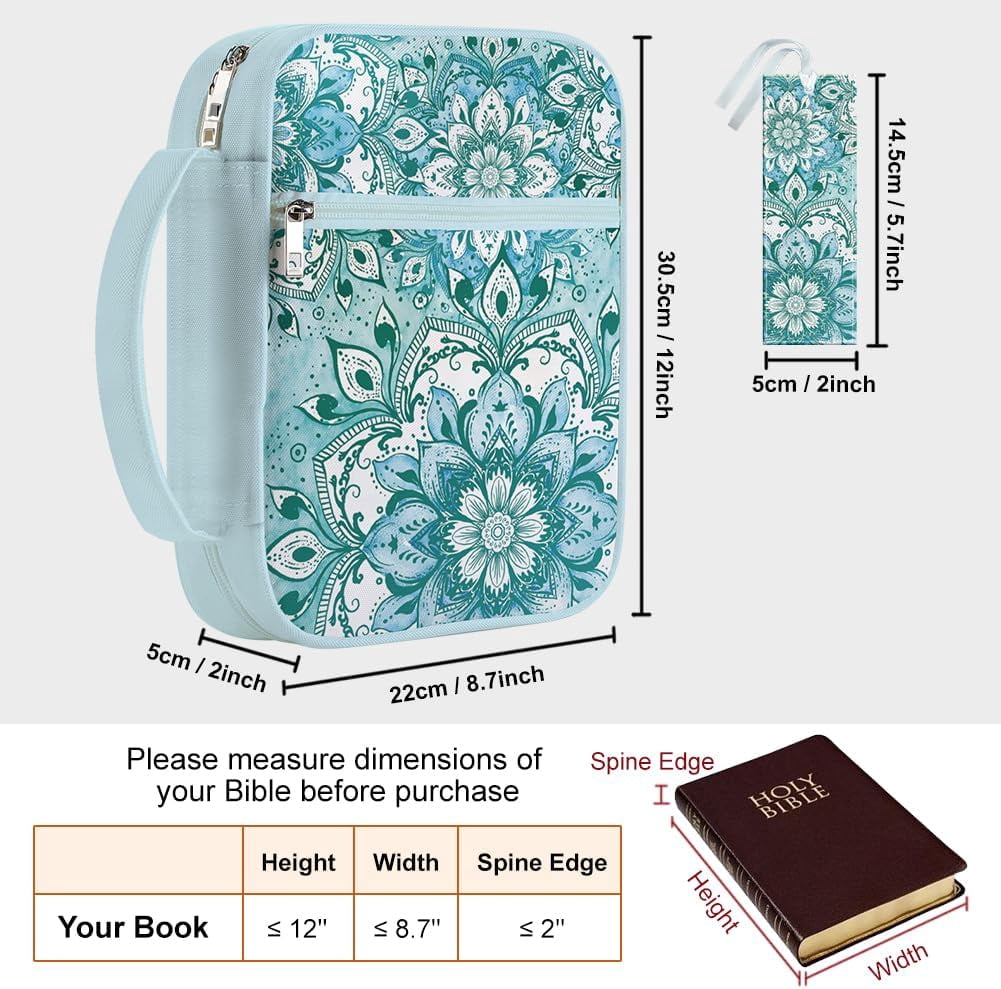 1pc Bible Covers with Handle 12x8.7 inch Lotus Large Zippered Carrying ...