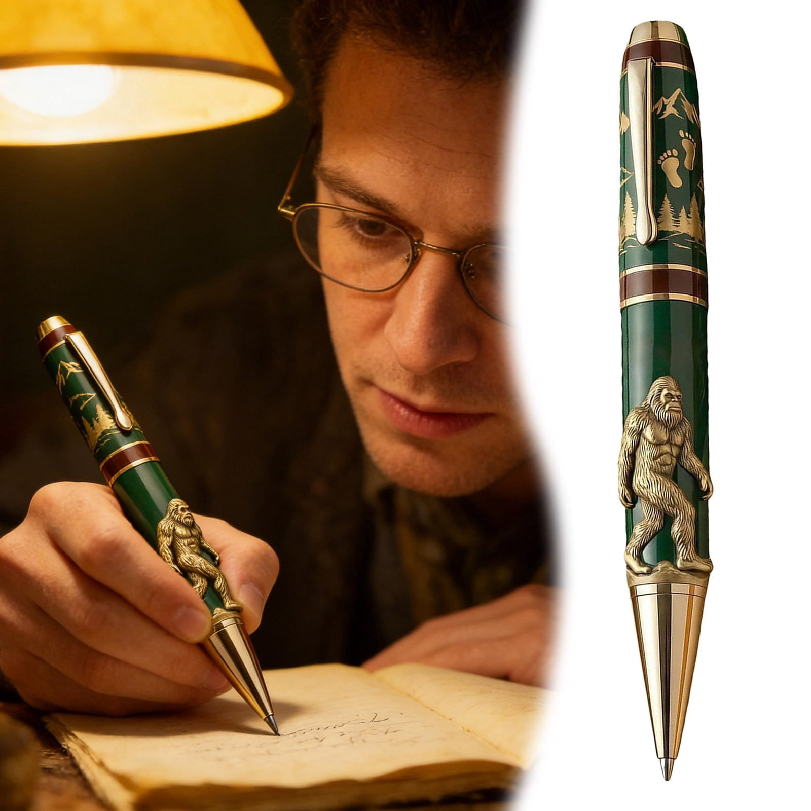 1pc Commemorative Pen â Forest Green Metal Ballpoint â Unique Sasquatch ...