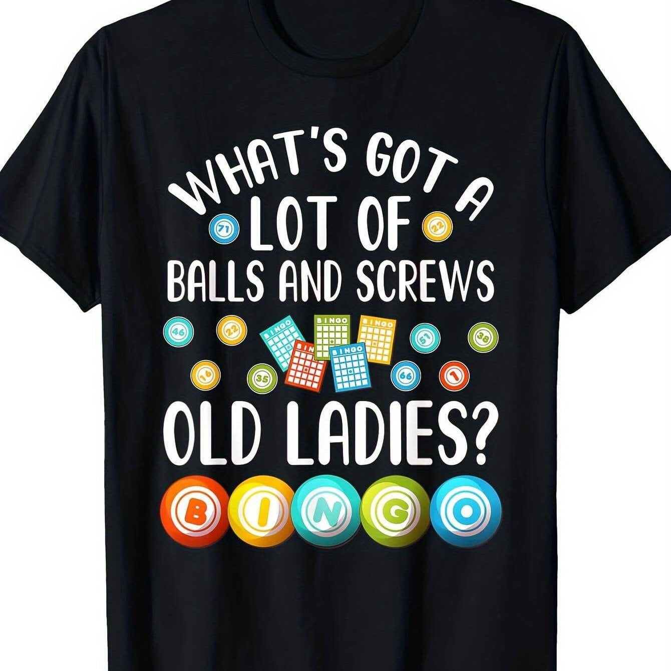 1pc Bingo Enthusiast Men'S T-Shirt - 100% Cotton Crew Neck Tee with Geometric Bingo Pattern ...