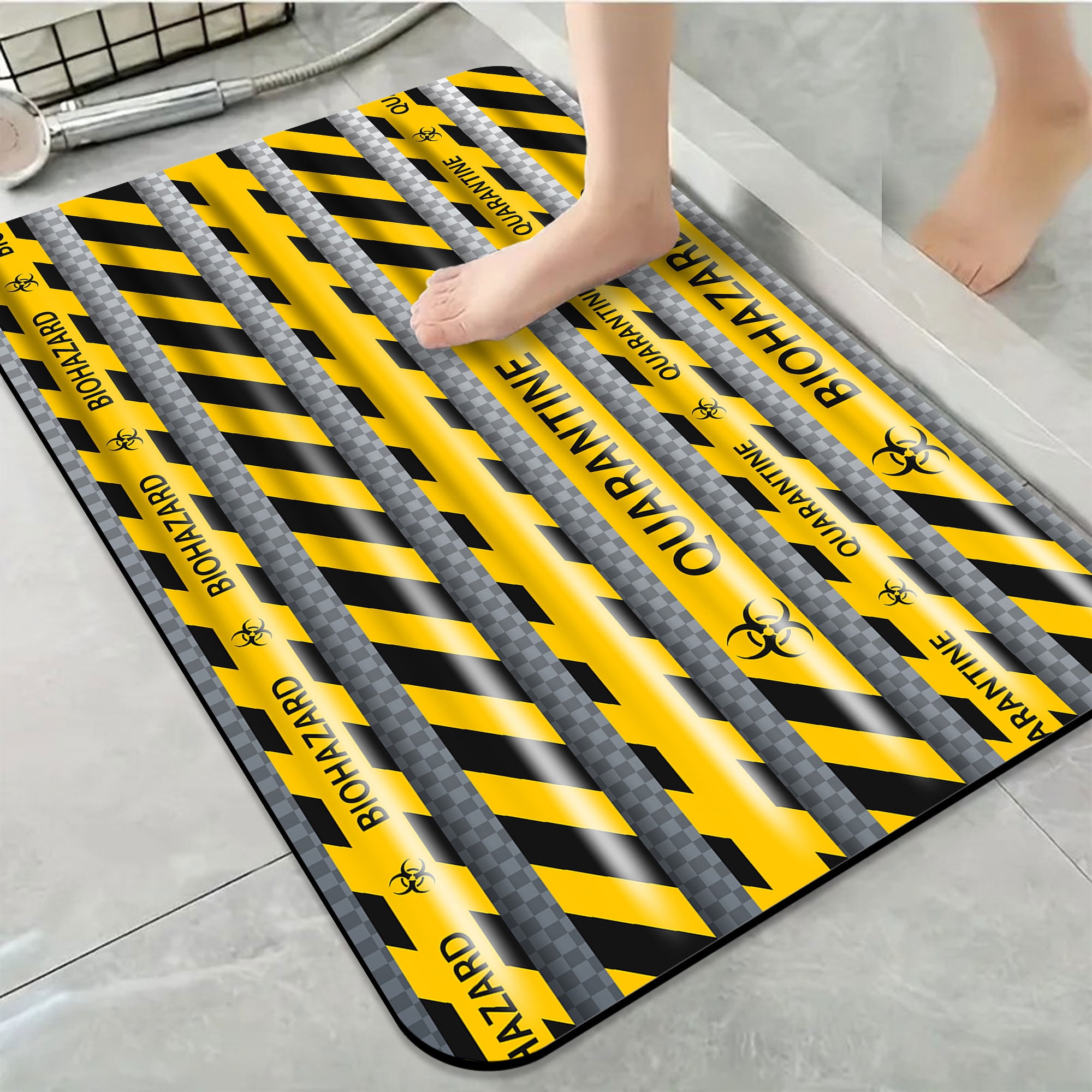 1pc Biohazard and Quarantine Tapes Bathroom Rug Bathroom Decor and ...