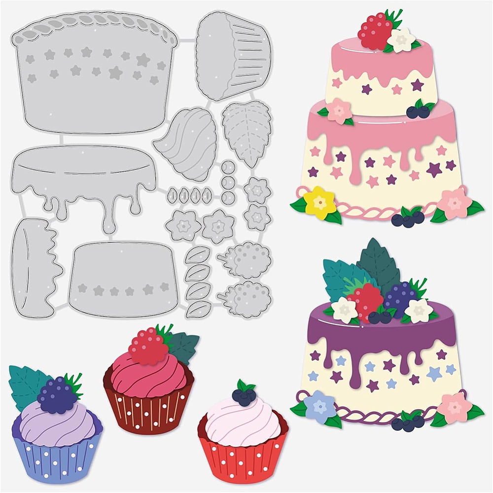 1pc Birthday Berry Cake Metal Cutting Dies 10.4x12.3cm Cream Cupcakes ...