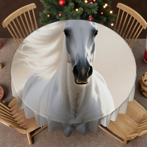 1pc Black and White Horse Print Tablecloth for dining table round ...