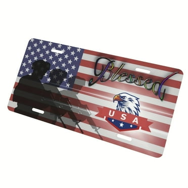 Uiaoiais License Plate USA Flag Cross Decorative License Plate Cover ...