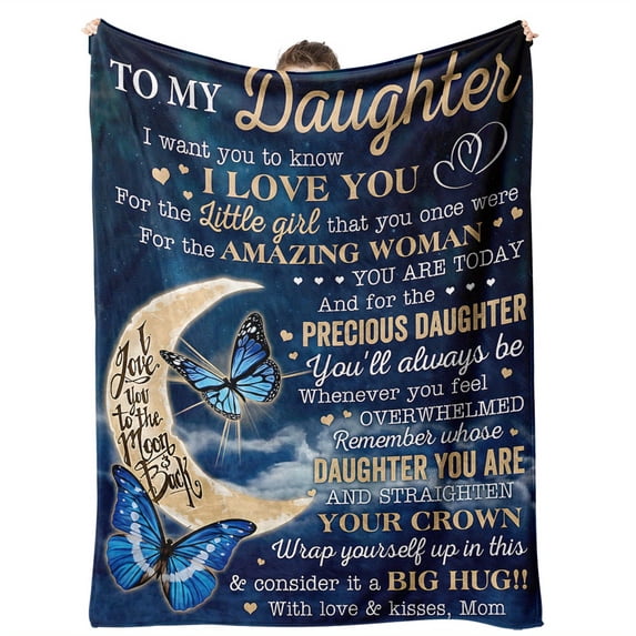 1pc Blessing Text Printed Flannel Blanket - Mother to Daughter Gift ...