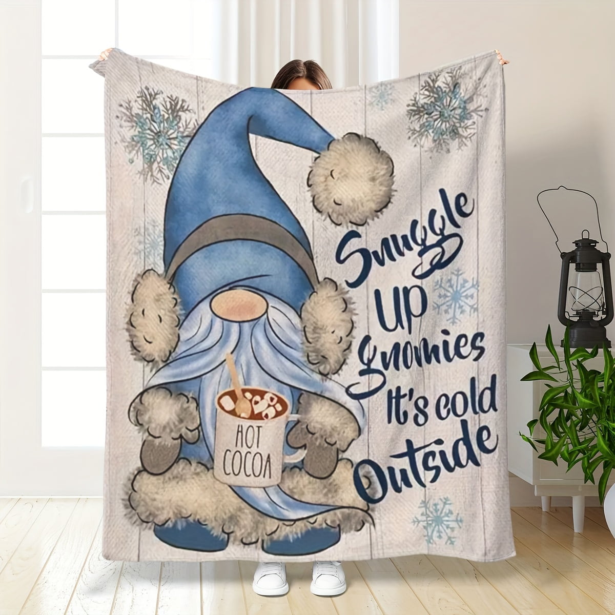 1pc Blue Gnome Printed Blanket, Office Home Shawl Leg Cover Multi ...