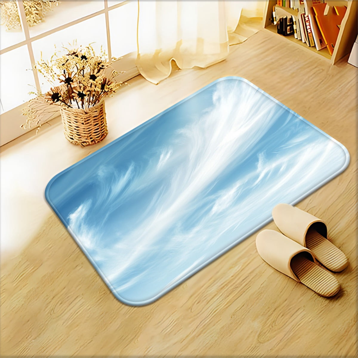 1pc Blue Sky Clouds Door, Non-Slip Bathroom Floor Mat, Microfiber ...