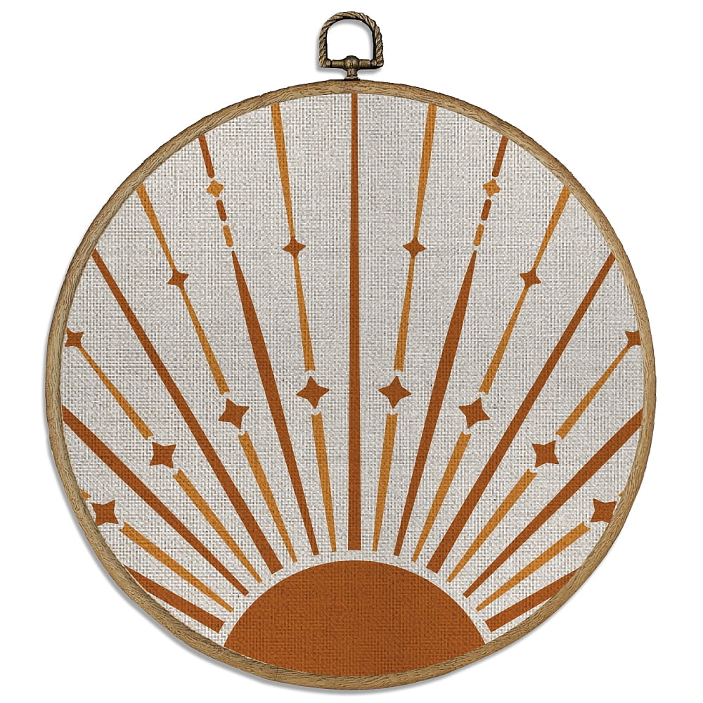 1pc Boho Sun Round Wall Art 10" Sunshine Wall Framed Canvas Prints Art ...