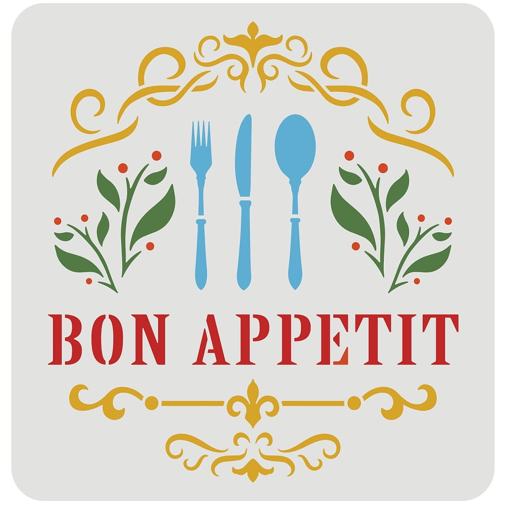 1pc Bon Appetit Stencil 30x30cm Large Kitchen Tableware Painting ...