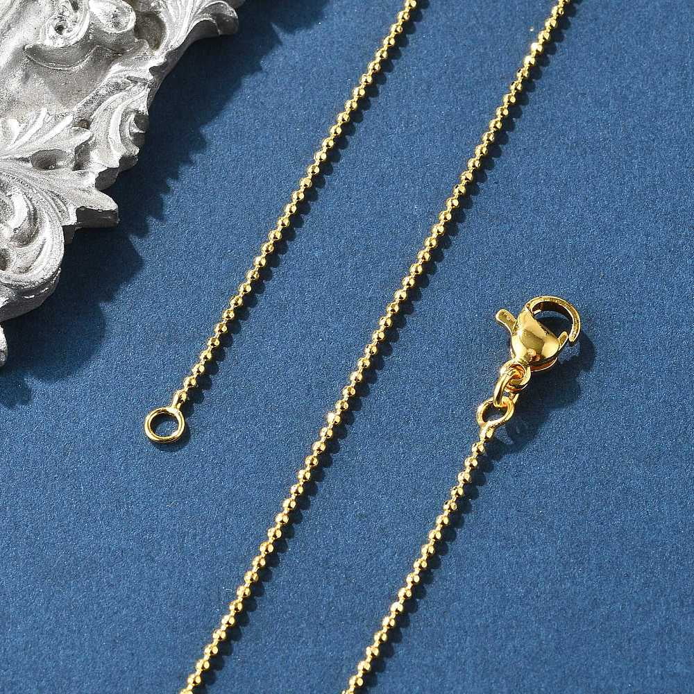 1pc Brass Ball Chain Necklaces with Lobster Claw Clasps Real 18K Gold ...