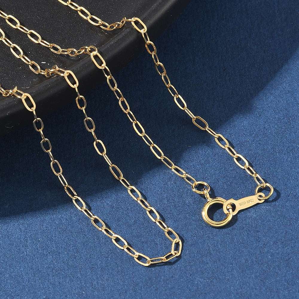 1pc Brass Cable Chain Necklaces for Women Men Real 14K golden Filled 16 ...