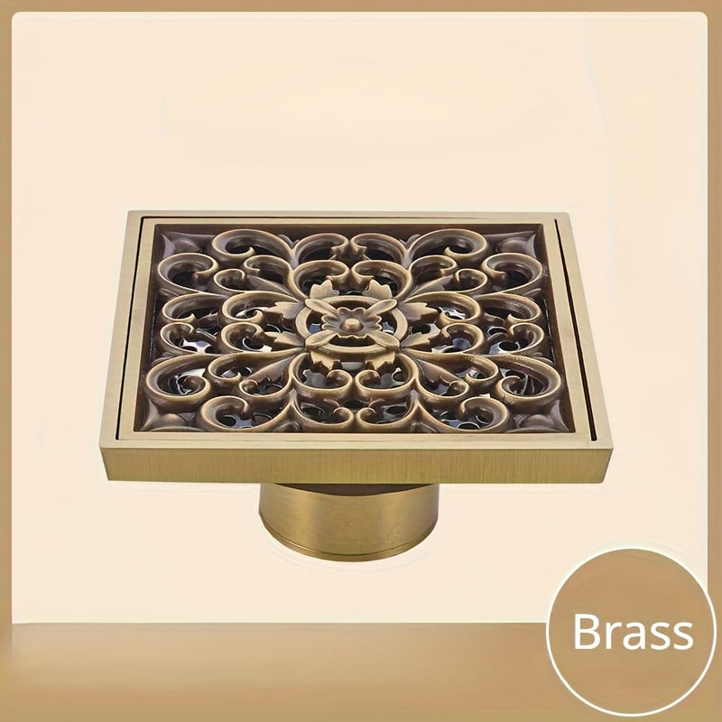 1pc Brass Retro Square Shower Drain Cover with Hair Filter & Anti ...