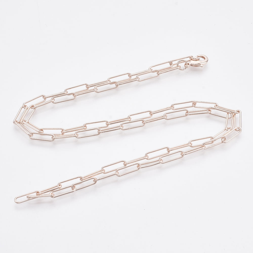1pc Brass Round Oval Paperclip Chain Necklace Making with Lobster Claw ...