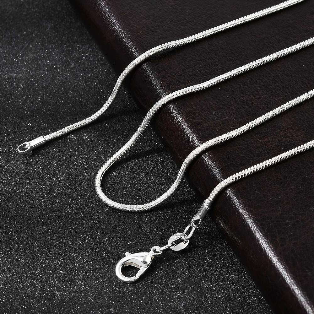 1pc Brass Round Snake Chain Necklaces with Lobster Claw Clasps Silver ...
