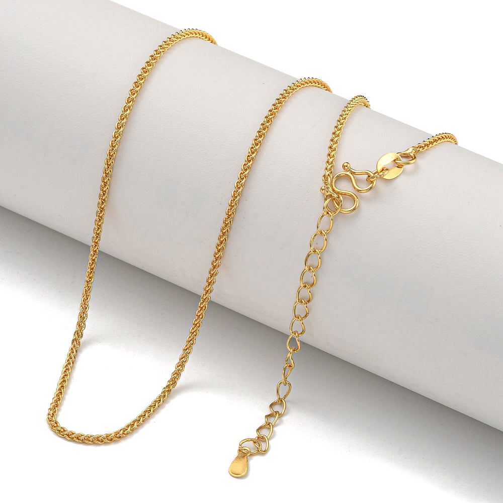 1pc Brass Wheat Chain Necklaces for Women Real 18K Gold Plated 17.72 ...