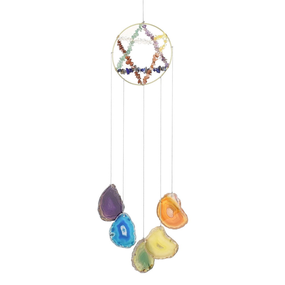 1pc Brass Wire Wrapped Natural Gemstone Chips Hanging Ornaments Natural ...