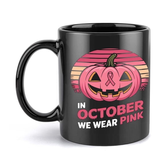 1pc Breast Cancer Awareness Pink Pumpkin Ceramic Mug 11oz Halloween ...