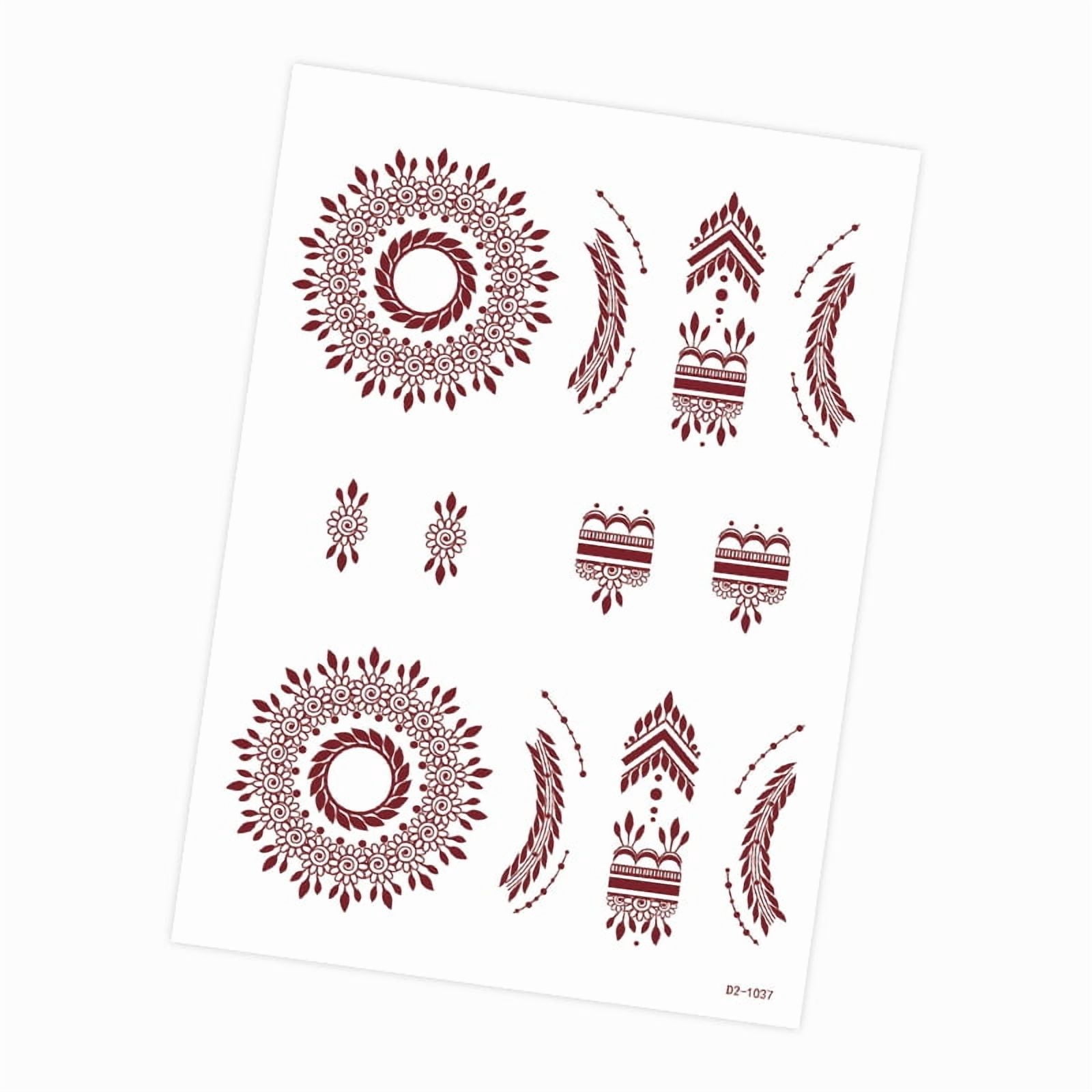 1pc Brown Henna Mandala Sticker FlowerTemporary Waterproof Sticker ...