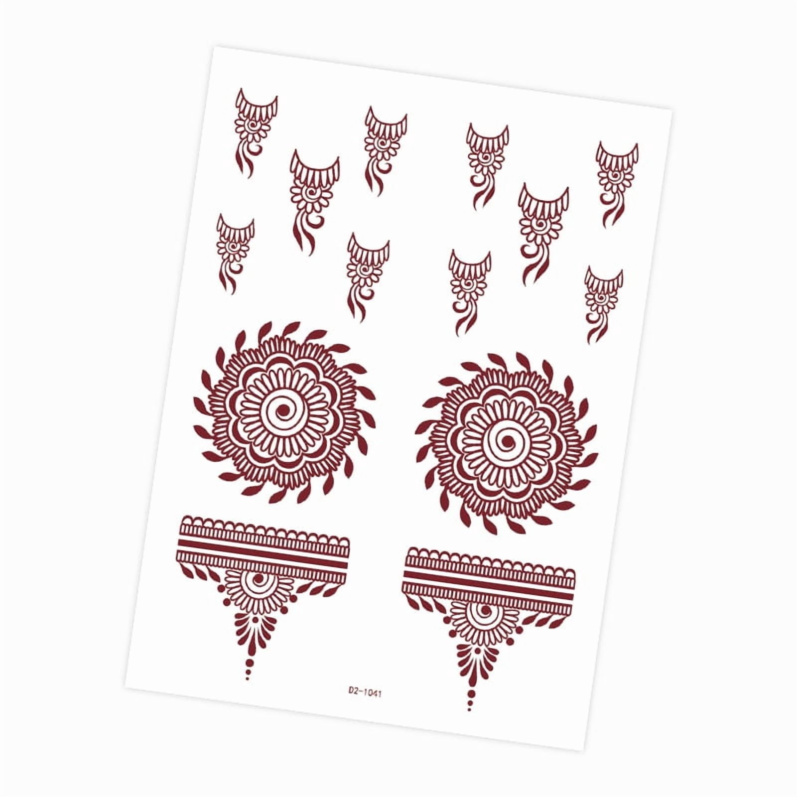 1pc Brown Henna Mandala Sticker FlowerTemporary Waterproof Sticker ...