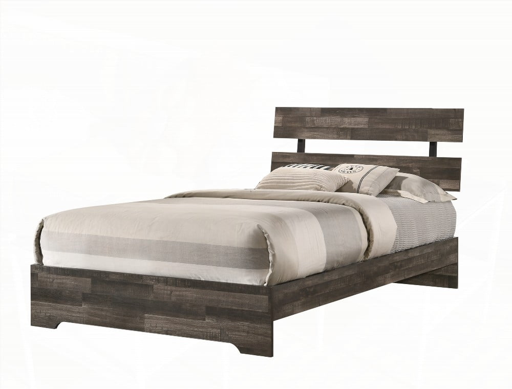 1pc Brown Rustic Twin Bed Frame with Low-profile and Contemporary Style ...
