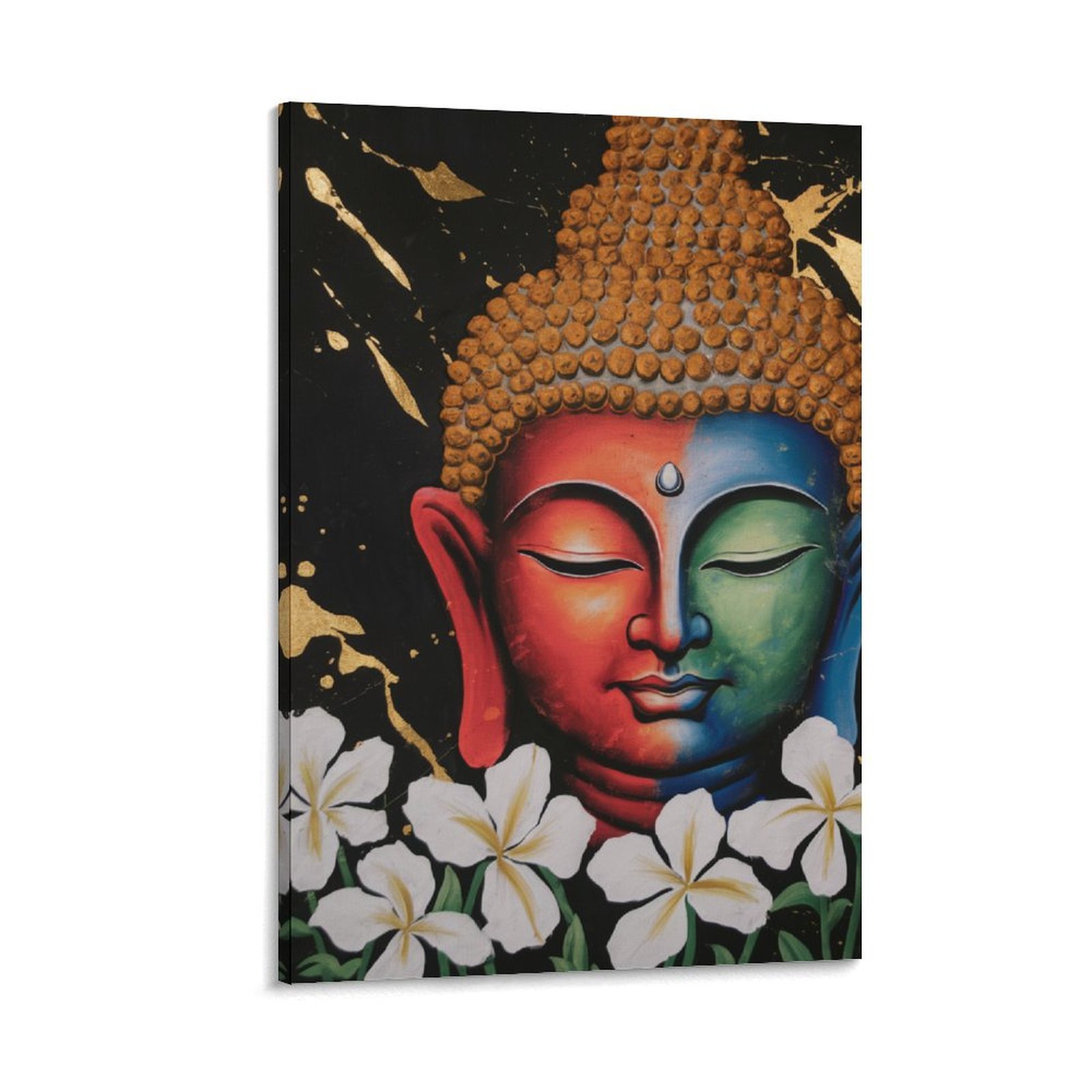 1pc Buddha Zen Girl Black Abstract Art White Lillies 3 Pictures Print ...