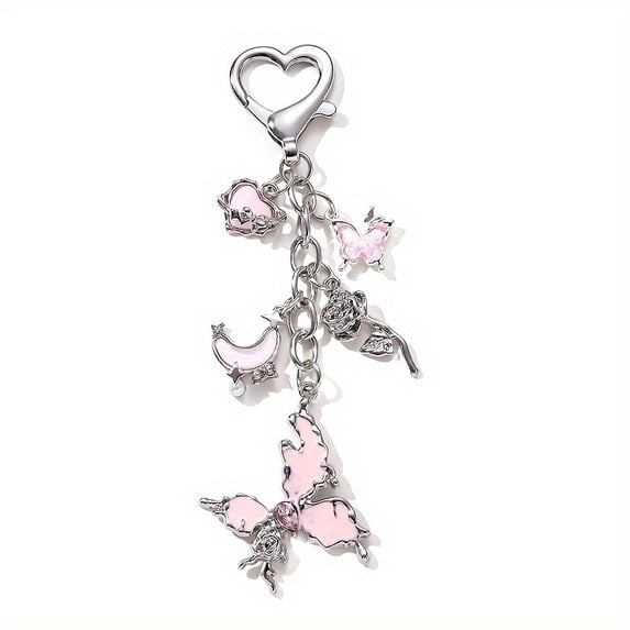 1pc Butterfly Rose Love Moon Drip Oil Keychain - Walmart.com