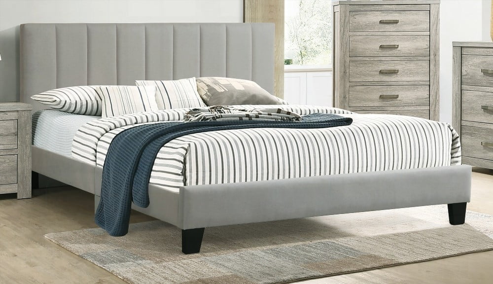 1pc California King Size Bedframe with Beautiful Gray Polyfiber ...