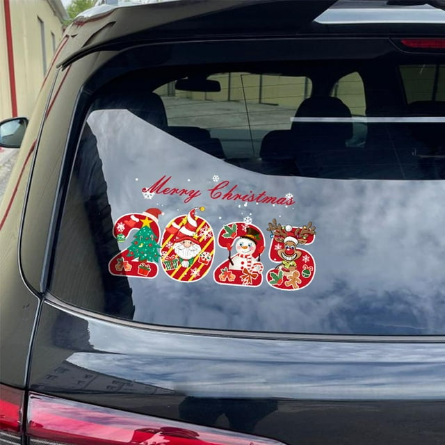 1pc Car Christmas Stier Fny Santa Claus Elk 2025 Christmas Atmosere Decal Window Car Waterproof