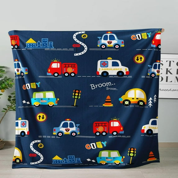 1pc Car Pattern Flannel Blanket, Soft Casual Warm Blanket, Multi ...