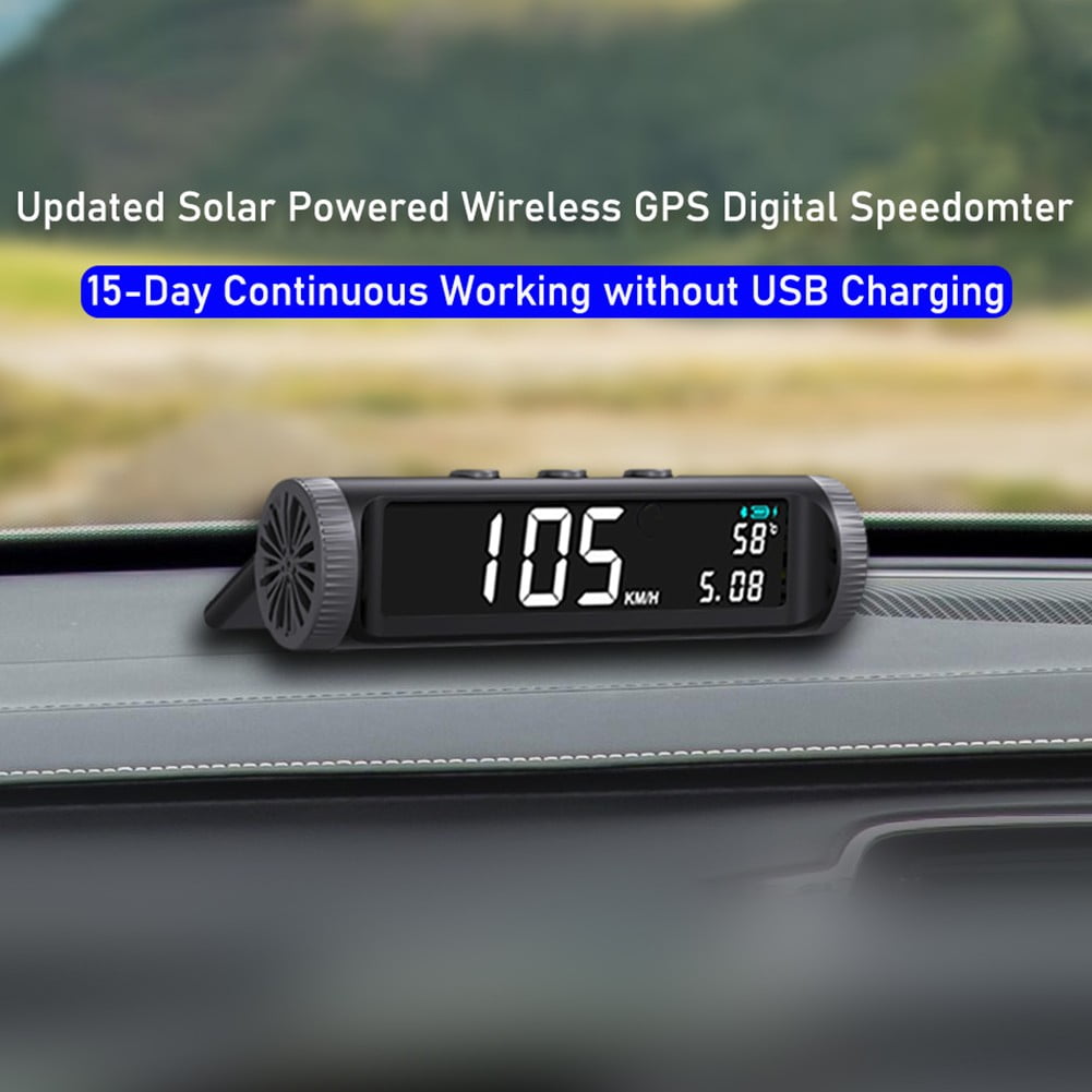 1pc Car Pc+Abs Black Wireless Solar Car Hud Head Up Display Digital Gps ...