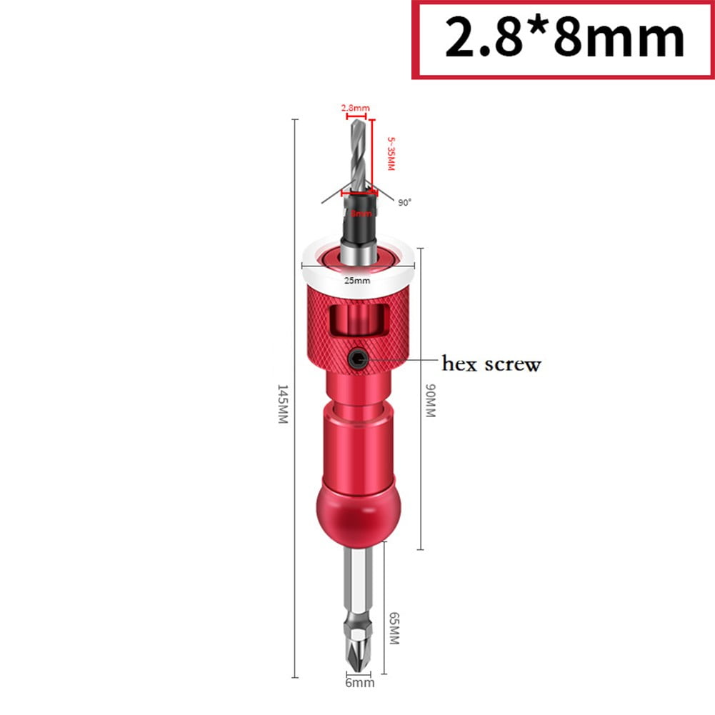 1pc Carbide Tipped Countersink Drill Bits With Depth Stop Hex Shank ...