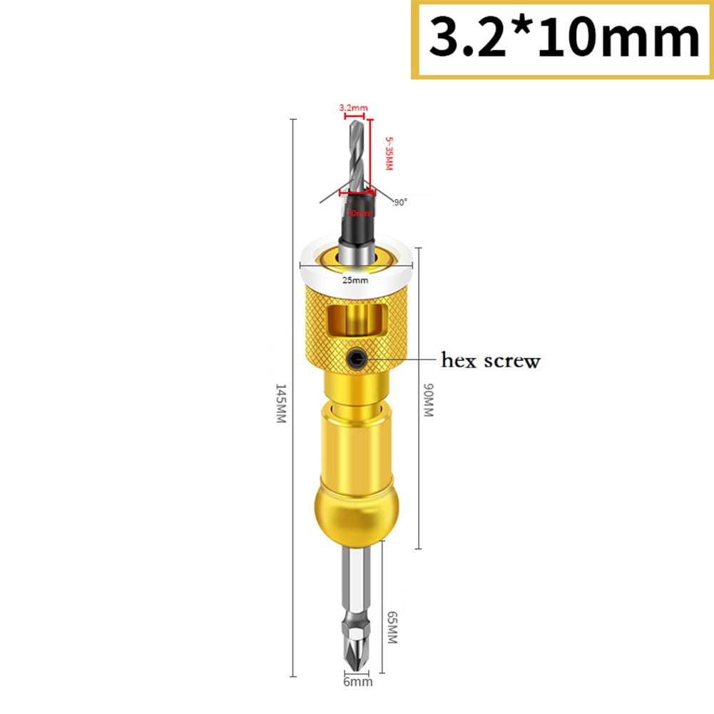 1pc Carbide Tipped Countersink Drill Bits With Depth Stop Hex Shank ...
