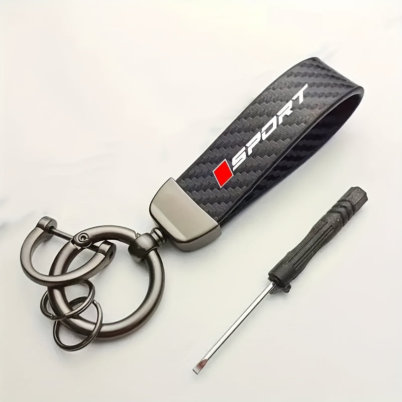 1pc Carbon Fiber Keychain with Red Buckle - Stylish and Durable, Ideal ...