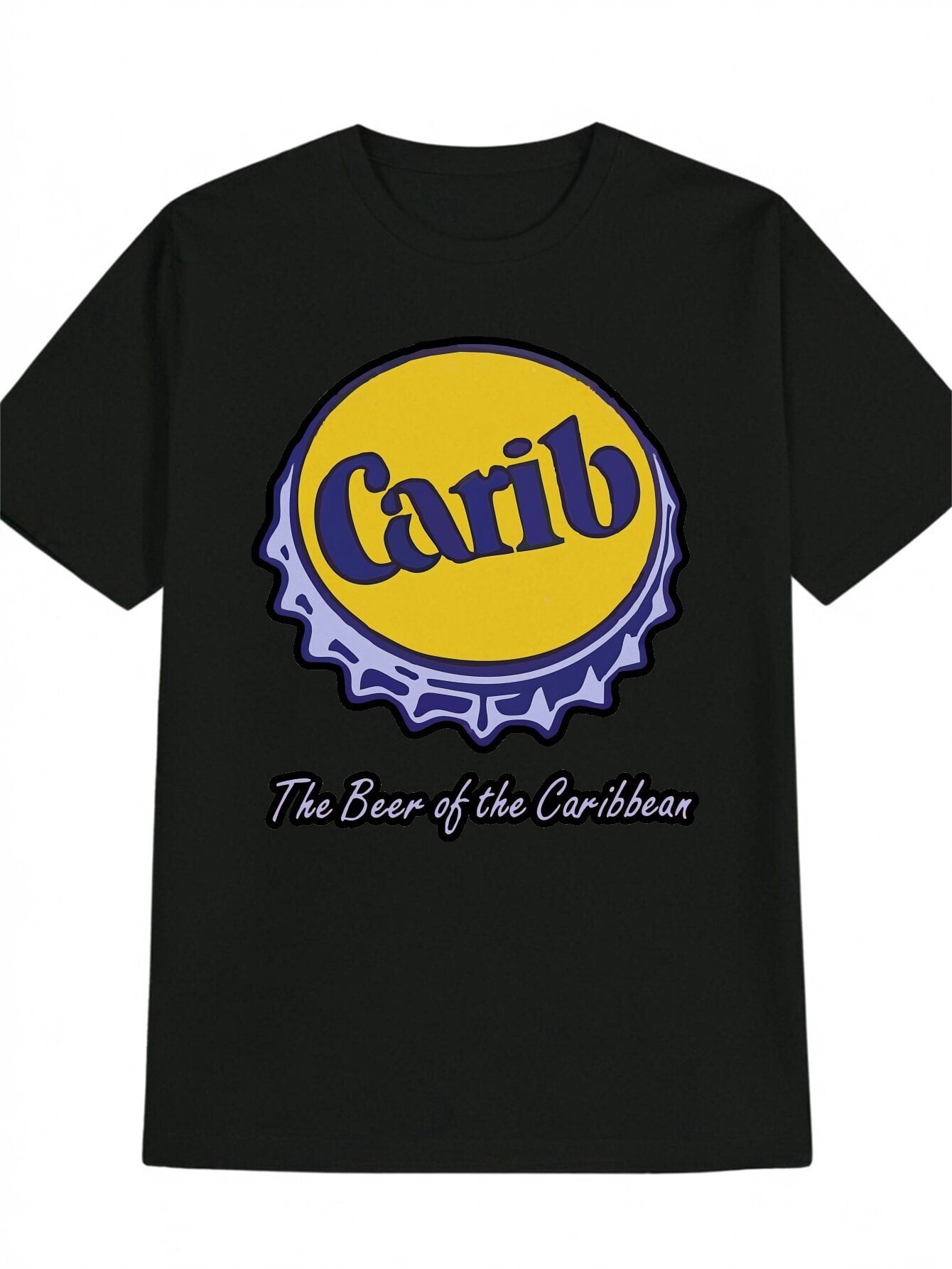 1pc Carib Beer Caribbean Themed Men'S Casual T-Shirt - Polyester Knit ...