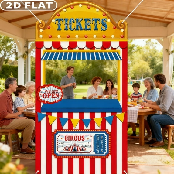 1pc Carnival Circus Party Banner Decor, Polyester Carnival Ticket Booth ...