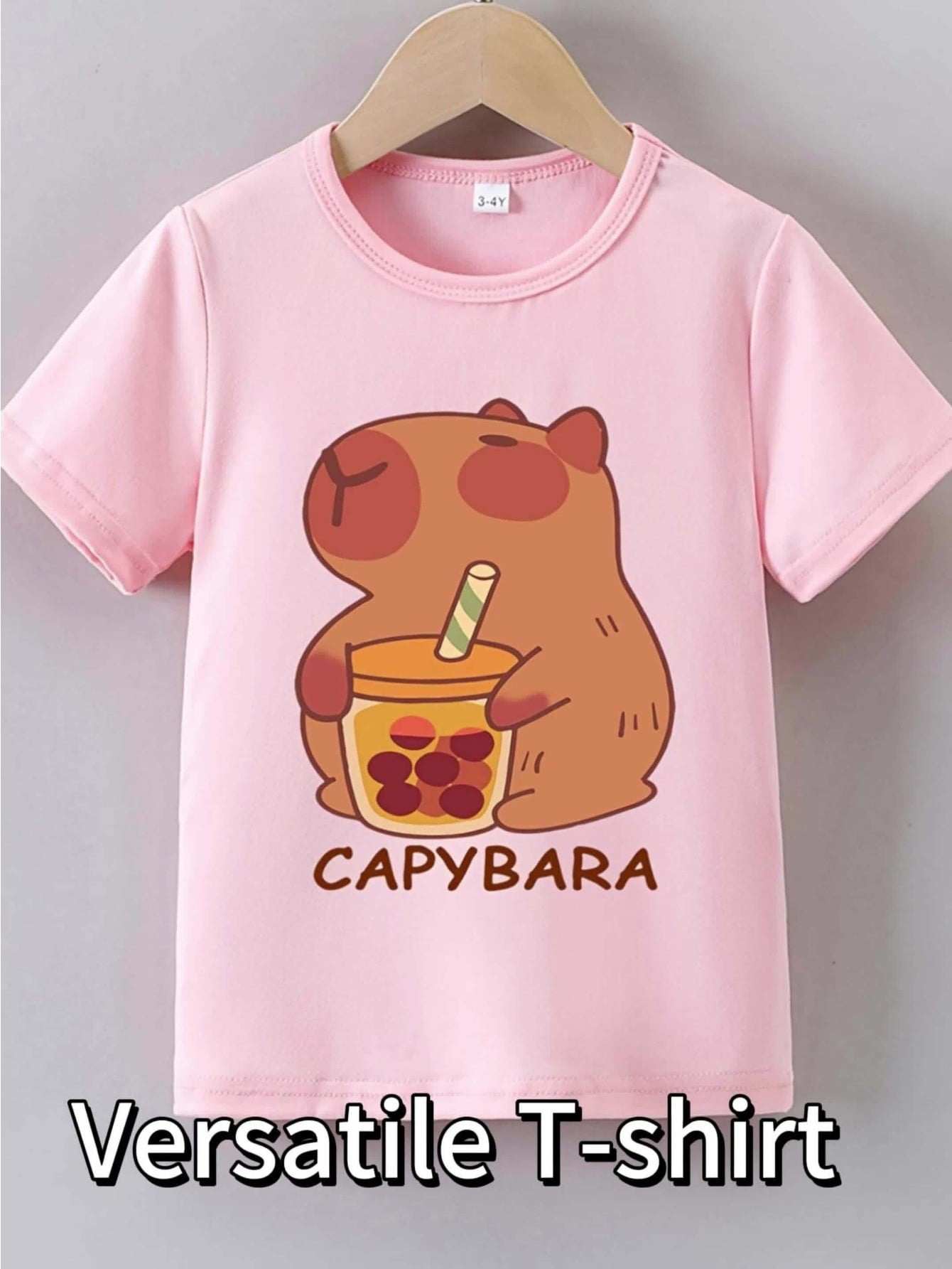 [1pc Cartoon Capybara Print T-Shirt] 1pc Girls' Summer Short Sleeve T ...