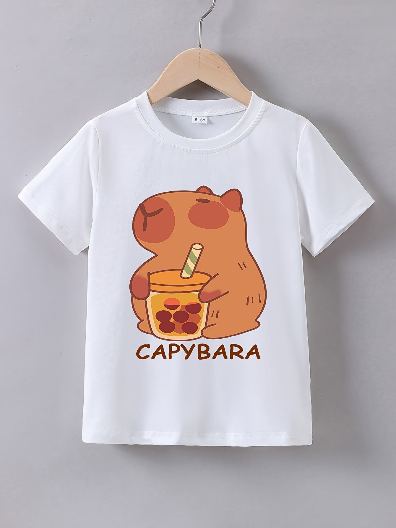 [1pc Cartoon Capybara Print T-Shirt] 1pc Girls' Summer Short Sleeve T ...