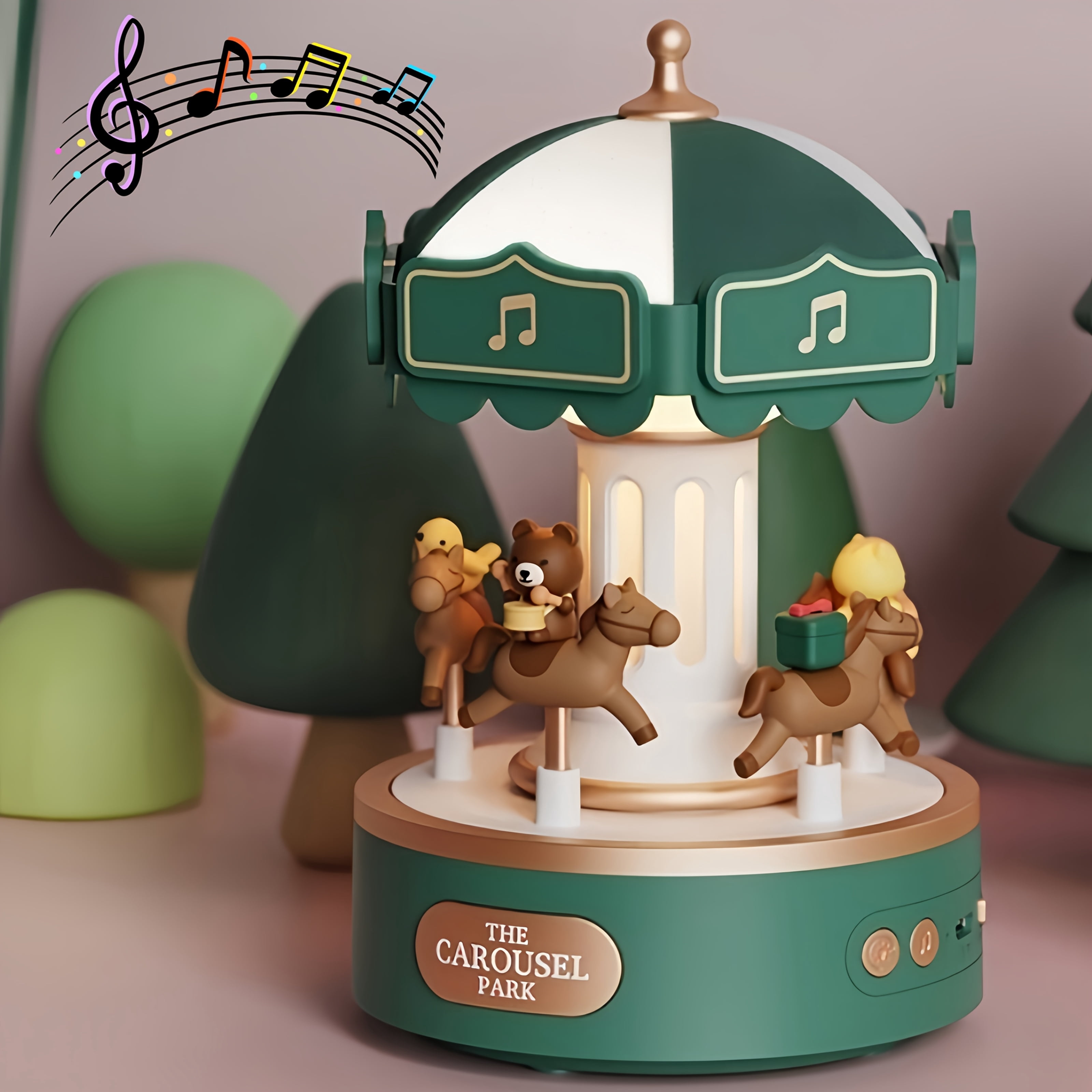 1pc Cartoon Carousel Music Box Night Light, USB Rechargeable ...